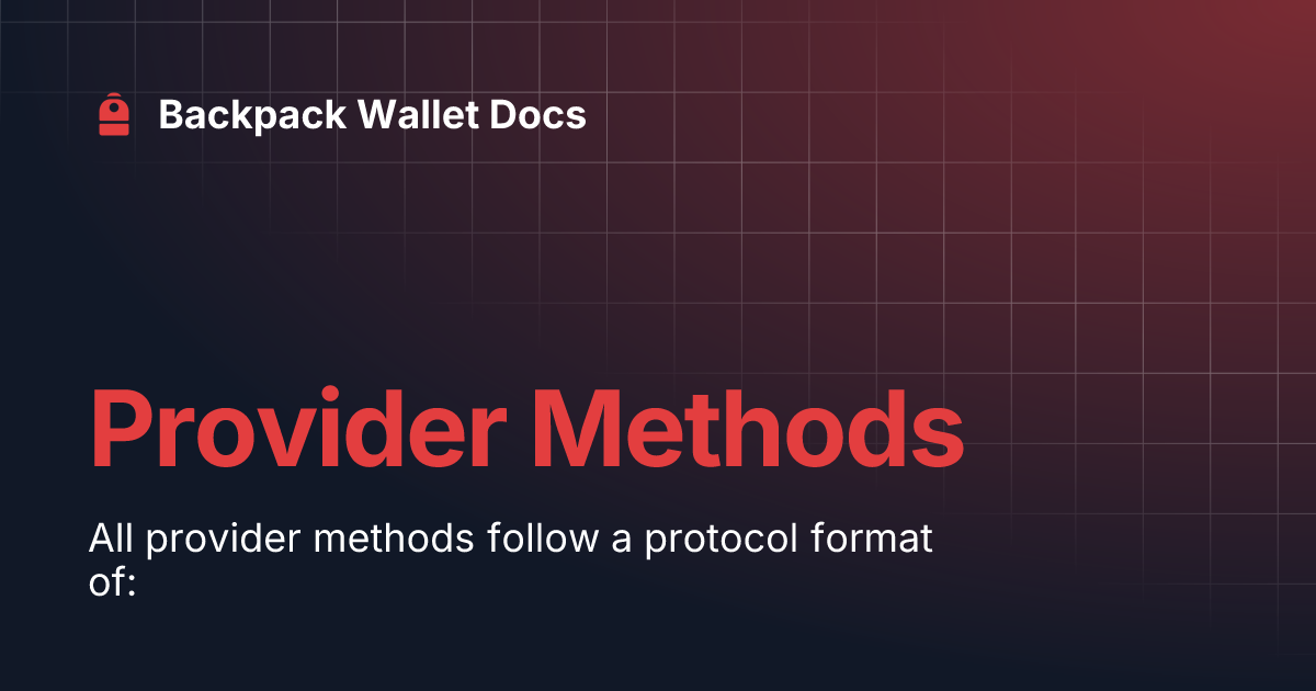 Provider Methods | Backpack Wallet Docs